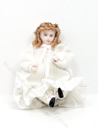 Miniature Little Girl Doll in Night Gown for Dollhouses [MJD 3927 ...