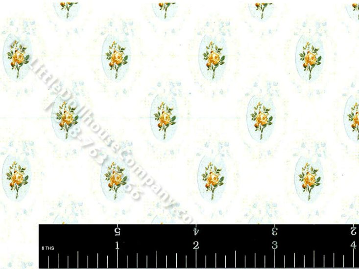 Blue Framed Floral Pattern Miniature Wallpaper for Dollhouses [IBM ...