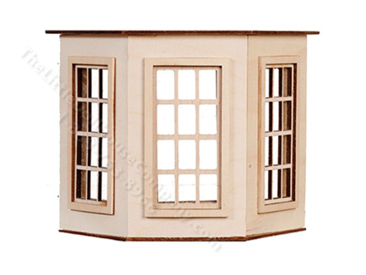 Miniature Small 6-Over-6 Bay Window, Flat Top, for Dollhouses [ALS 477 ...