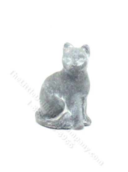 Miniature Grey Garden Statue of a Cat for Dollhouses [MJD 1547] | The ...