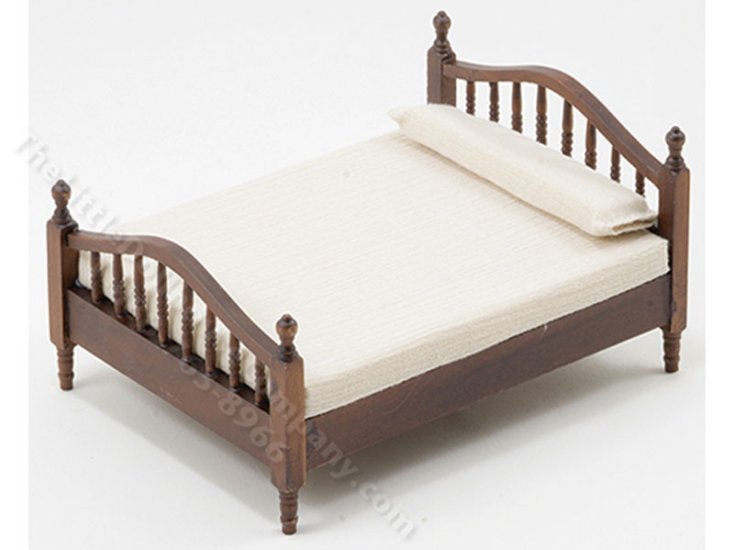 Miniature Double Bed, Walnut and White Bedding [HH CL10947] | The ...