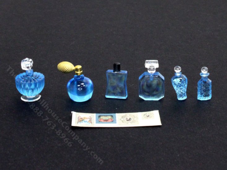 Miniature Blue Perfume Bottles Kit for Dollhouses [VIL PerfumeB] | The ...