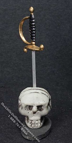 Miniature Sword in the Skull Halloween Decoration for Dollhouses [TLDC ...