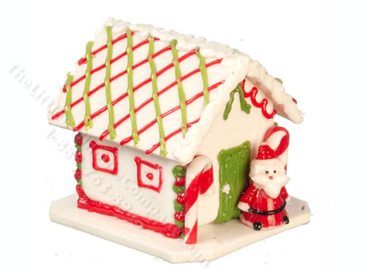 Miniature White, Red, & Green Gingerbread House for Dollhouses [AZT ...