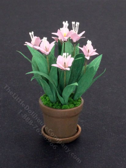 Dollhouse Miniature Pink Lilies in Terracotta Pot [AFA 056] | The ...