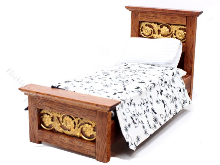 Miniature Dressed Single Bed for Dollhouses [ALB 017] | The Little ...