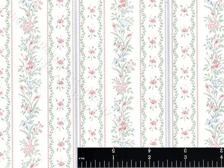 Floral Stripe Miniature Wallpaper for Dollhouses [TLDC WAL0323] | The ...