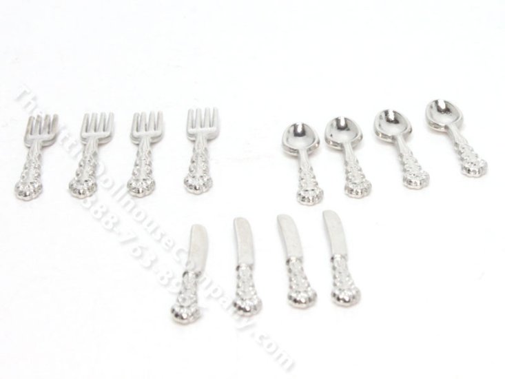 12 Piece Fancy Flatware Cutlery Set [ACH K363] | The Little Dollhouse ...