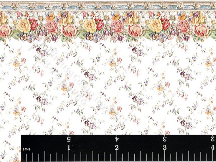 Dollhouse Scale Model Wallpaper - Floral w/ Border [IBM WAL0487A] | The ...
