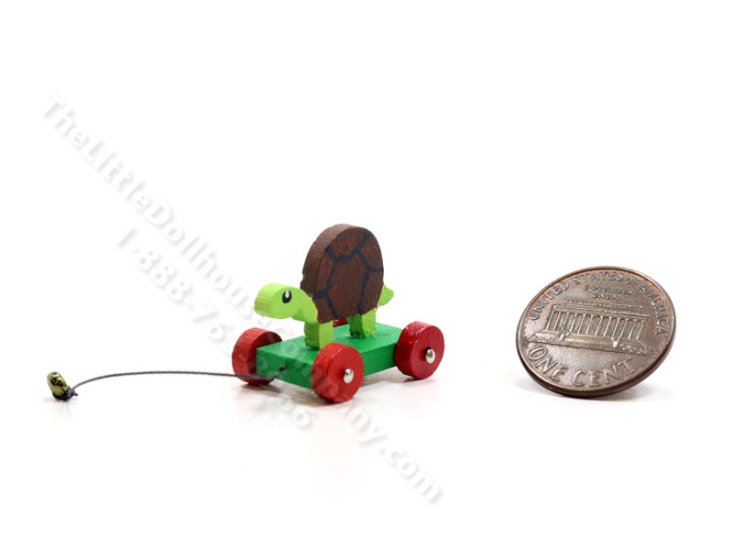 Miniature Light Green Turtle Pull Toy by Keenderson for Dollhouses [KDM ...