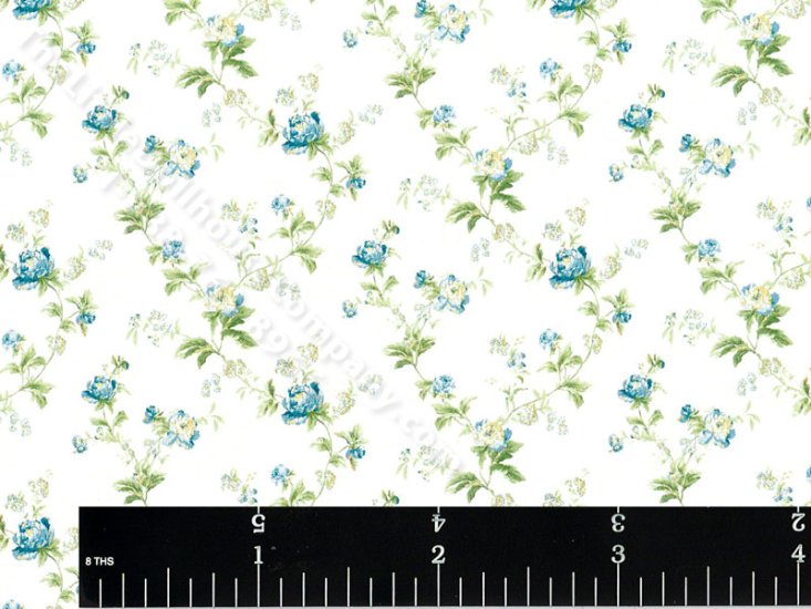 Miniature Blue Floral Wallpaper [IBM WAL2446] | The Little Dollhouse ...