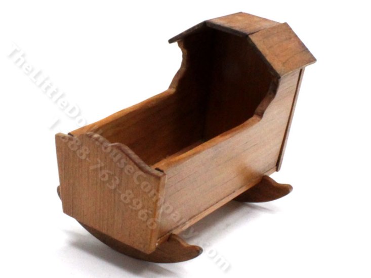 Miniature Handmade Hooded Walnut Cradle [MJD 659] | The Little ...