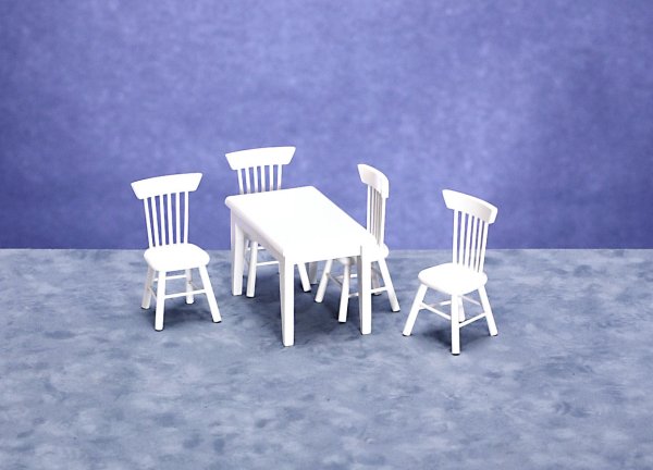 Dollhouse Miniature White Table with Chairs Set [HH TLF106] | The ...