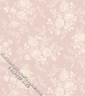 Miniature Rose Damask Pattern Wallpaper for Dollhouses [IBM WAL2139 ...