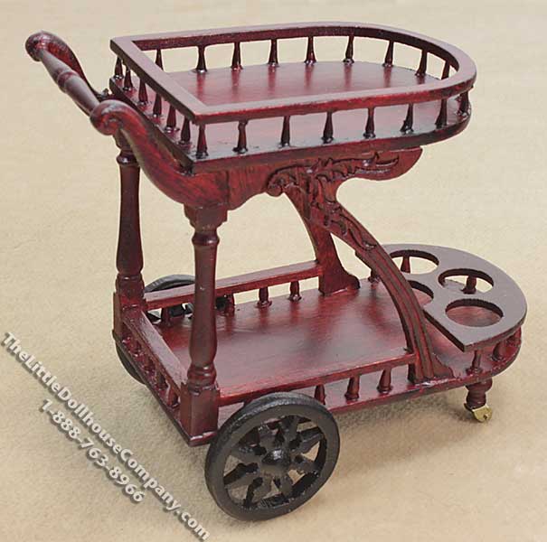 Miniature Mahogany Liquor/Wine/Tea Cart for Dollhouses [HAN H13011MH ...