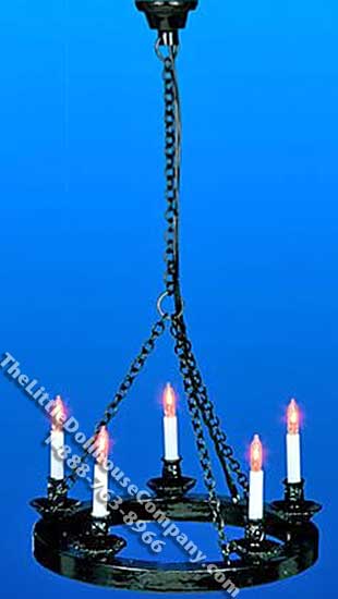 Miniature 12v Black 5 Lamp Cartwheel Tudor Light for Dollhouses [HEO ...