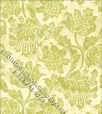 Floral Damask Pattern Miniature Wallpaper for Dollhouses [IBM WAL0660 ...
