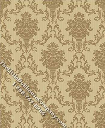 Manor Damask Pattern Miniature Wallpaper for Dollhouses [IBM WAL2096 ...