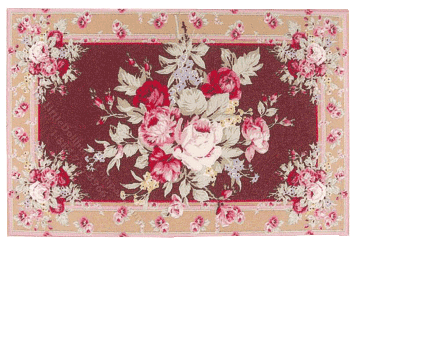 Miniature 2X-Small Scale Pink Floral Rug [IBM RUG0130XXS] | The Little ...