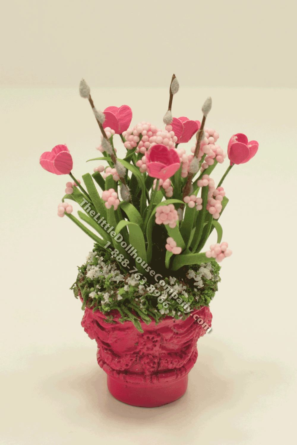 Miniature Pink Vase with Flowers, Mini Creations by Judy [MIC 027Pink ...
