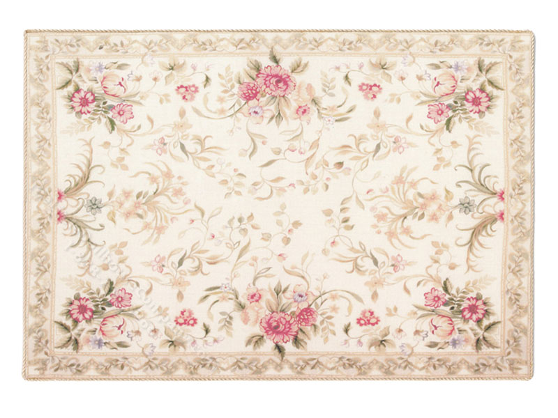 Miniature Large 'Theodora' Rug - Pink Flowers and Foliage [VIL RUG20 ...