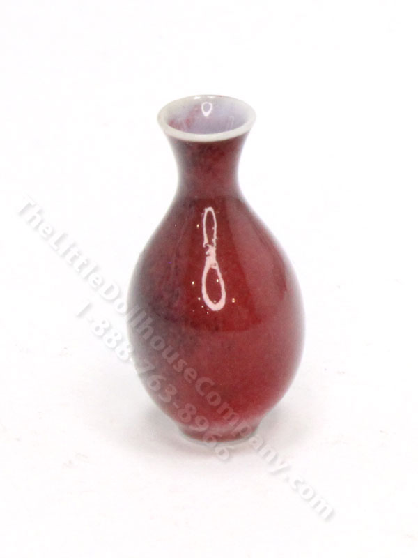 Miniature Red Ceramic Vase [MJD 006] | The Little Dollhouse Company