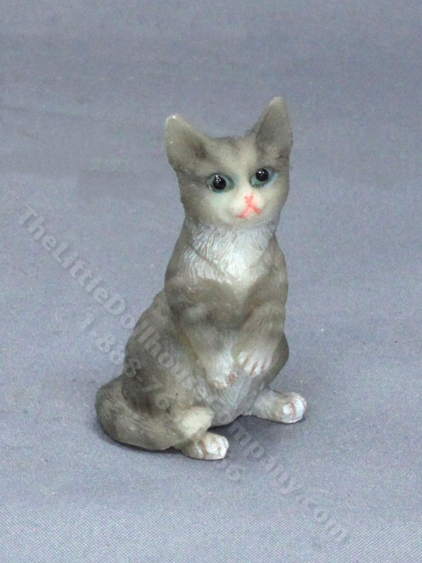 Miniature Hind Legs Grey Cat for Dollhouses [HEO XZ564G] | The Little ...