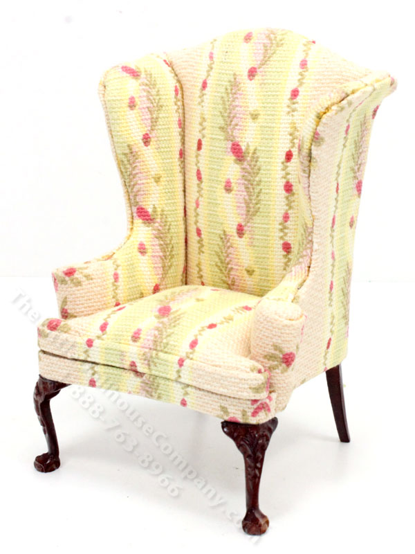 Miniature Pastel Floral Pattern Queen Anne Style Chair [BPQ 3383B ...