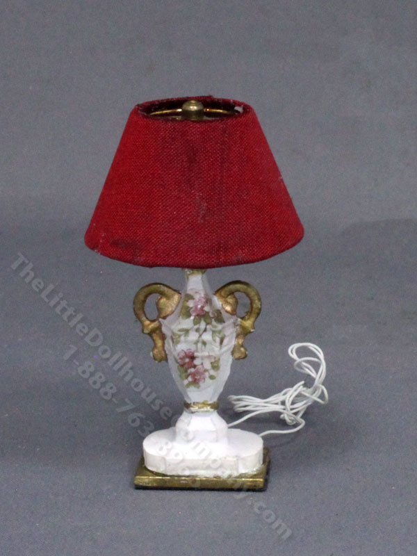 Miniature Rose Urn Lamp with Red Shade for Dollhouses [BRT 0117R] | The ...