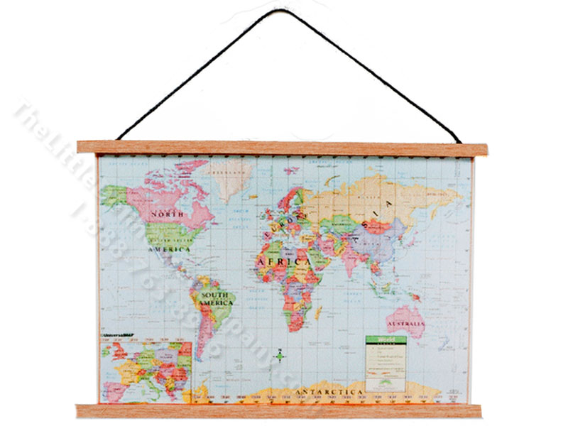 Miniature World Map Banner for Dollhouses [AZT S1616] | The Little ...