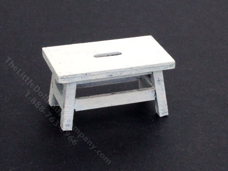 Dollhouse Miniature White Stool [CBS 007] | The Little Dollhouse Company