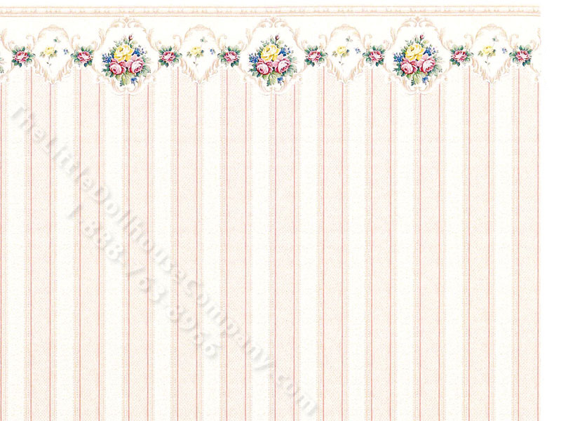 Victorian Rose Stripe Wallpaper with Border [IBM WAL0104S] | The Little ...