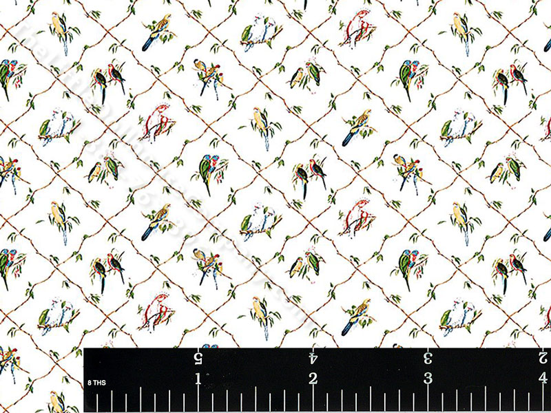 White Bird Pattern Miniature Wallpaper for Dollhouses [IBM WAL0440 ...