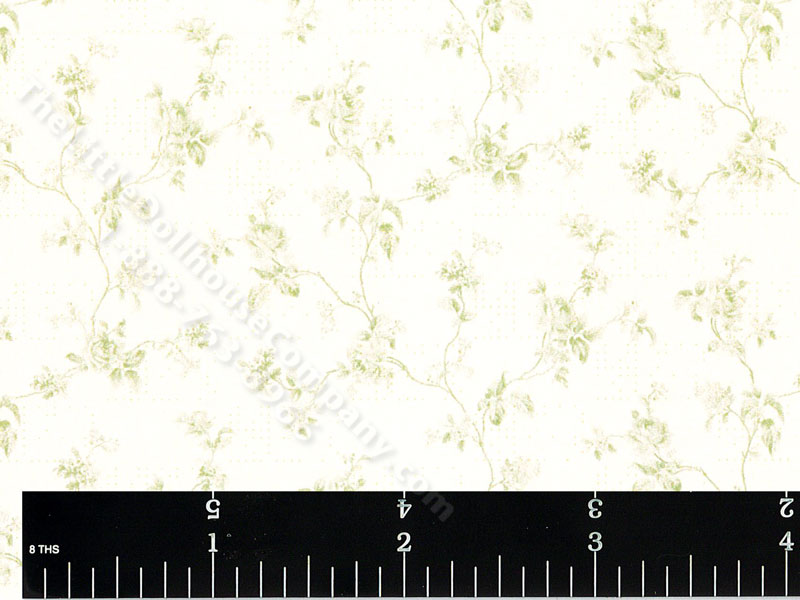 Green Floral Vine Pattern Miniature Wallpaper for Dollhouses [IBM ...