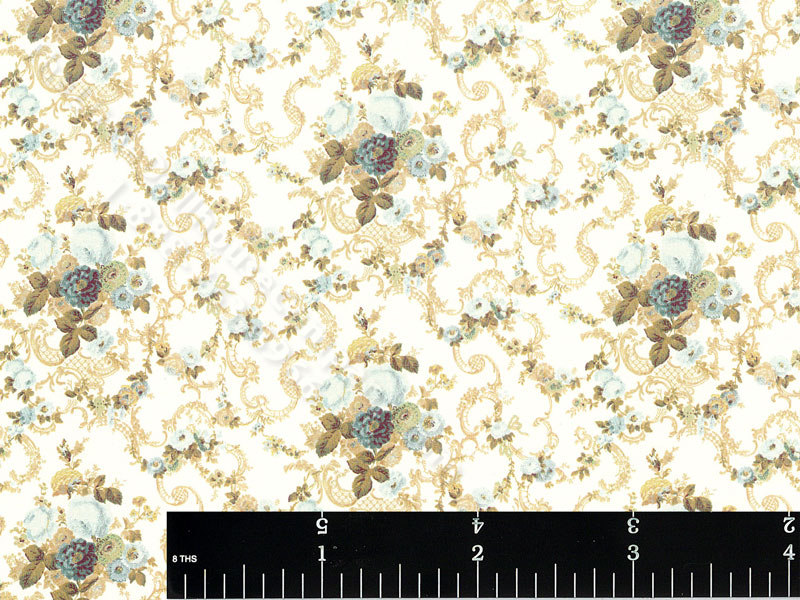 Blue Roosevelt Rose Miniature Wallpaper for Dollhouses [MIG 74D234 ...
