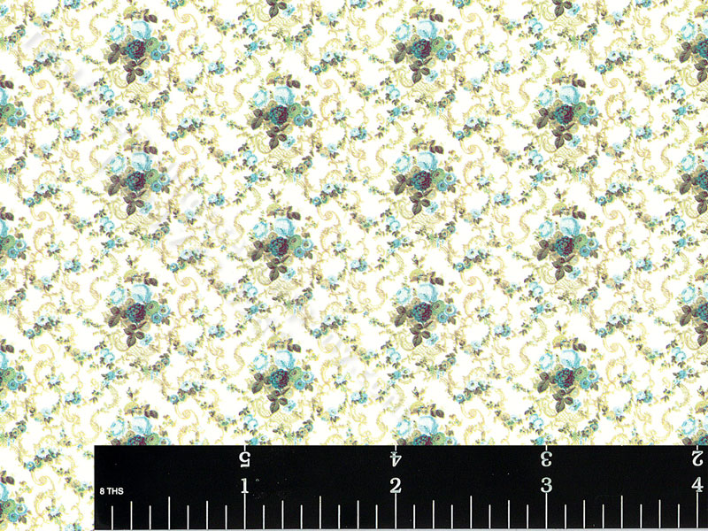 Blue Mini-Roosevelt Rose Miniature Wallpaper for Dollhouses [MIG 85D234 ...