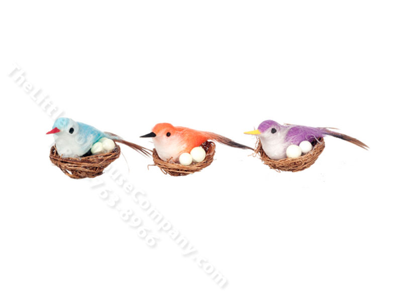 Miniature Bird Nest with Pastel Bird and White Eggs (1pc) [AZT G8362 ...