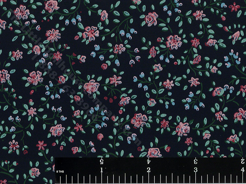 Pink Vine on Navy Miniature Wallpaper for Dollhouses [TLDC WAL0281 ...