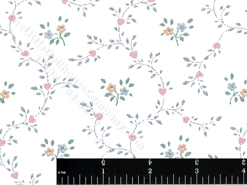 Hearts on Blue Vine Miniature Wallpaper for Dollhouses [TLDC WAL0348 ...