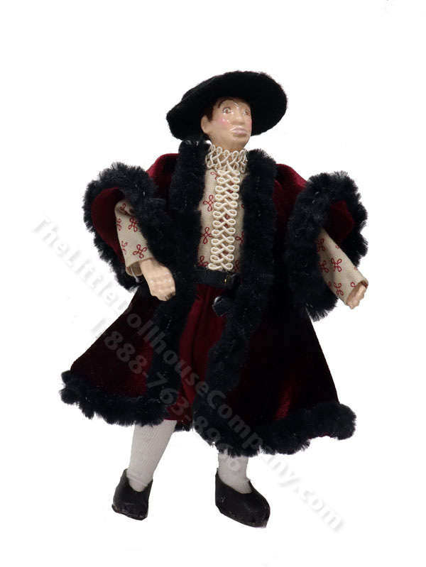 Miniature Handcrafted Vintage Tudor Man in Velvet Overcoat [MRR D031E ...